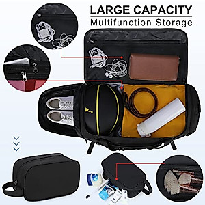 Gym Duffle Bag for Women Men 40L Waterproof Sports Bags Travel Duffel with Shoe Compartment,Wet Pocket Large Weekender Overnight Toiletry Bag,Black