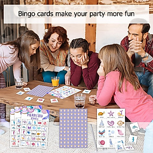 Ziyouza Mermaid Bingo - Birthday Party Games, 24 Players Bingo Games for Mermaid Theme Birthday Party Family Party Outdoor Trip Activity -02