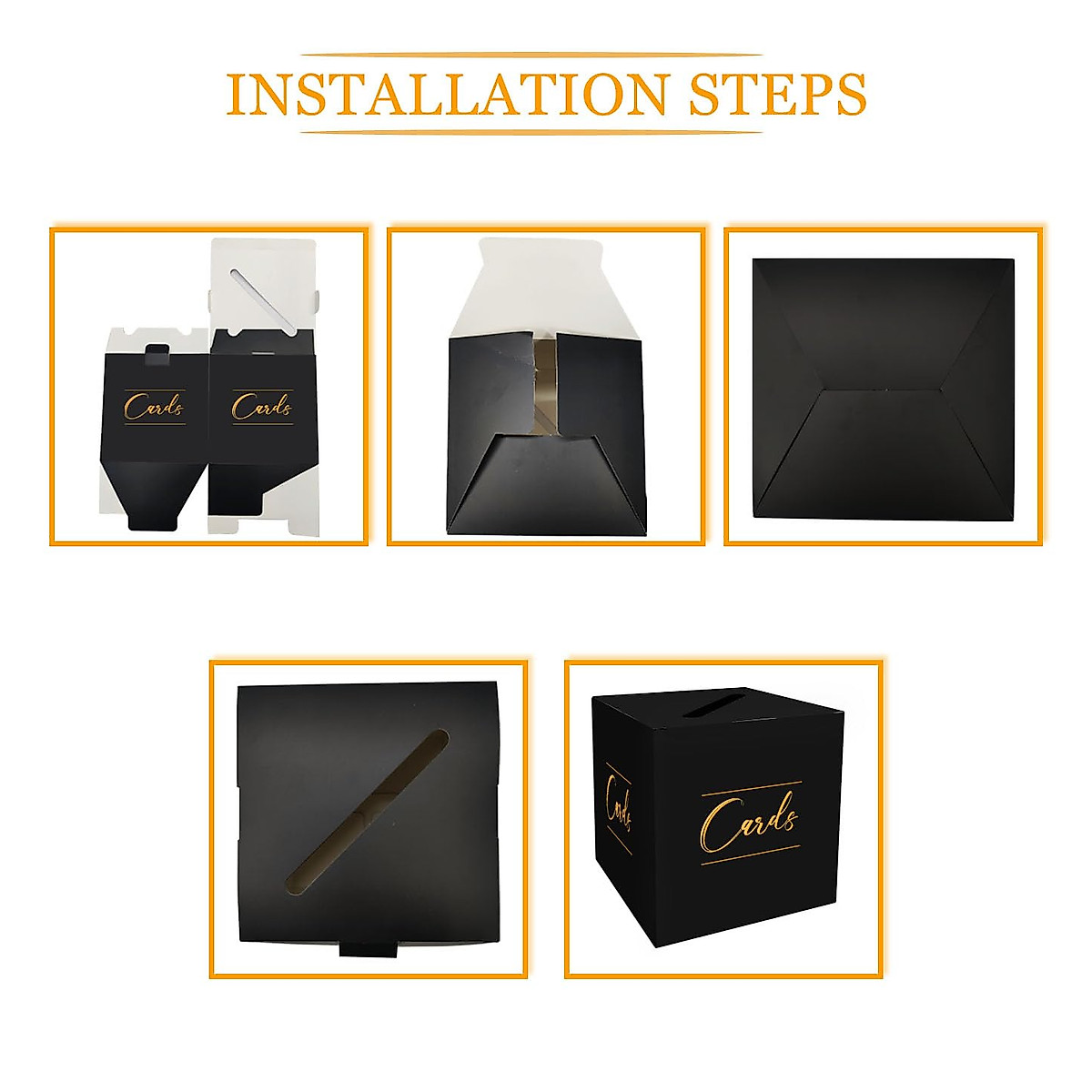 HEIPINIUYE Black Card Box Wedding Envelope Box Gift Card Box Holder Card Box for Wedding Birthday Baby Shower Party Raffle Box