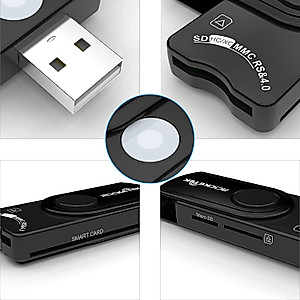 USB CAC Smart Card Reader, CAC/DOD Military, SDHC/SDXC/SD & Micro SD Card Reader for SIM and MMC RS & 4.0, Compatible with Windows, Linux/Unix, MacOS X