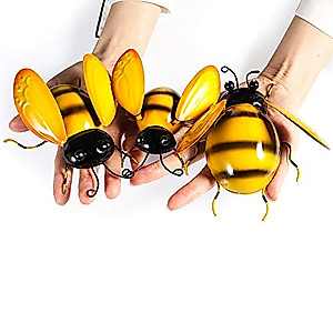Vindar Metal Wall Art Bee Sculpture Garden Wall Art Decor Set of 3 Bee Outdoor and Indoor Decorative Art Wall Sculptures