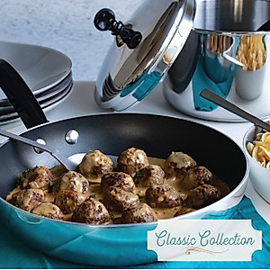 Farberware Classic Stainless Series 2-Quart Covered Double Boiler & Classic Stainless Steel Saute Fry Pan with Lid, 2.75 Quart, Silver