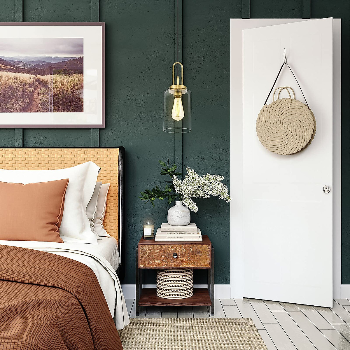 Emliviar Modern Gold Pendant Light - Kitchen Island Hanging Light with Clear Glass Shade in Gold Finish, YCE236 M1L BG