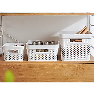 HANAMYA Lidded Storage Bin Organizer | Storage Organizing Container, 16 Liter, Set of 4, Gray