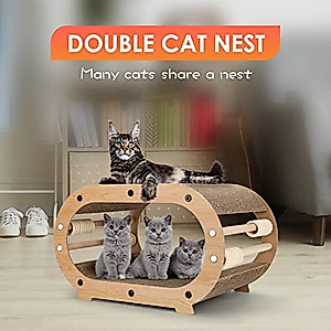 Large Cat Scratcher Bed - Cat Scrathing Cardboard,100% Recycled Paper Cat Scratchers for Indoor Cats - Cardboard Cat Bed, Chemical-Free Materials Cat Scratcher Lounge - Cat Scratch Pad