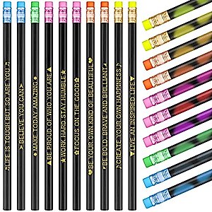 40 Pcs Color Changing Mood Pencil with Motivational Sayings Inspirational Pencils 2b Changing Pencil Heat Assorted Thermochromic Pencils with Eraser for Student (Bright Color, Inspirational Style)