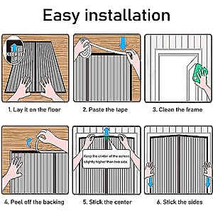 Magnetic Screen Door Pet and Kid Friendly Mosquito Curtain Self Sealing Mesh Curtain Full Frame Hook & Loop for Patio Doors -D-100x220cm(39x87inch)
