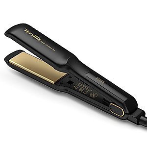 Terviiix 1.5'' Wide Flat Iron Hair Straightener, Tourmaline Ceramic Straightening Irons for Thick Hair, 50% Faster Styling, 450°F Salon High Heat for Smooth & Silky Results, Dual Voltage, Auto Off