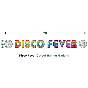 70's Party Disco Fever Hanging Banner Garland and Disco Ball 2-Sided Cutouts Set (21 Pieces Total)