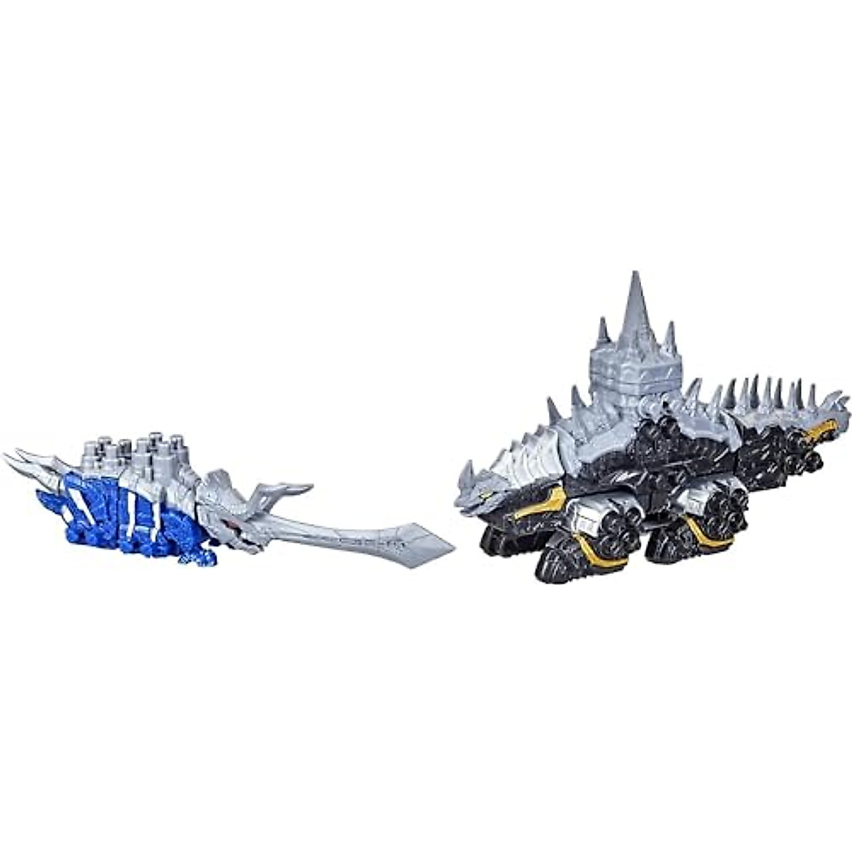 Power Rangers Dino Fury Blue Tricera Blade and Black Stego Spike Zord Toys for Kids Ages 4 and Up Zord Link Mix-and-Match Custom Build System