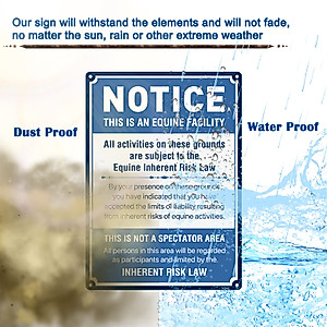 TQYC Equine Liability, Statute Horse Barn Stable Farm Sign, 2-Pack 10 x 14 inch Rust Free Aluminum Sign, UV Protected and Weatherproof, Durable Ink, Easy to Install, Indoor/Outdoors Use