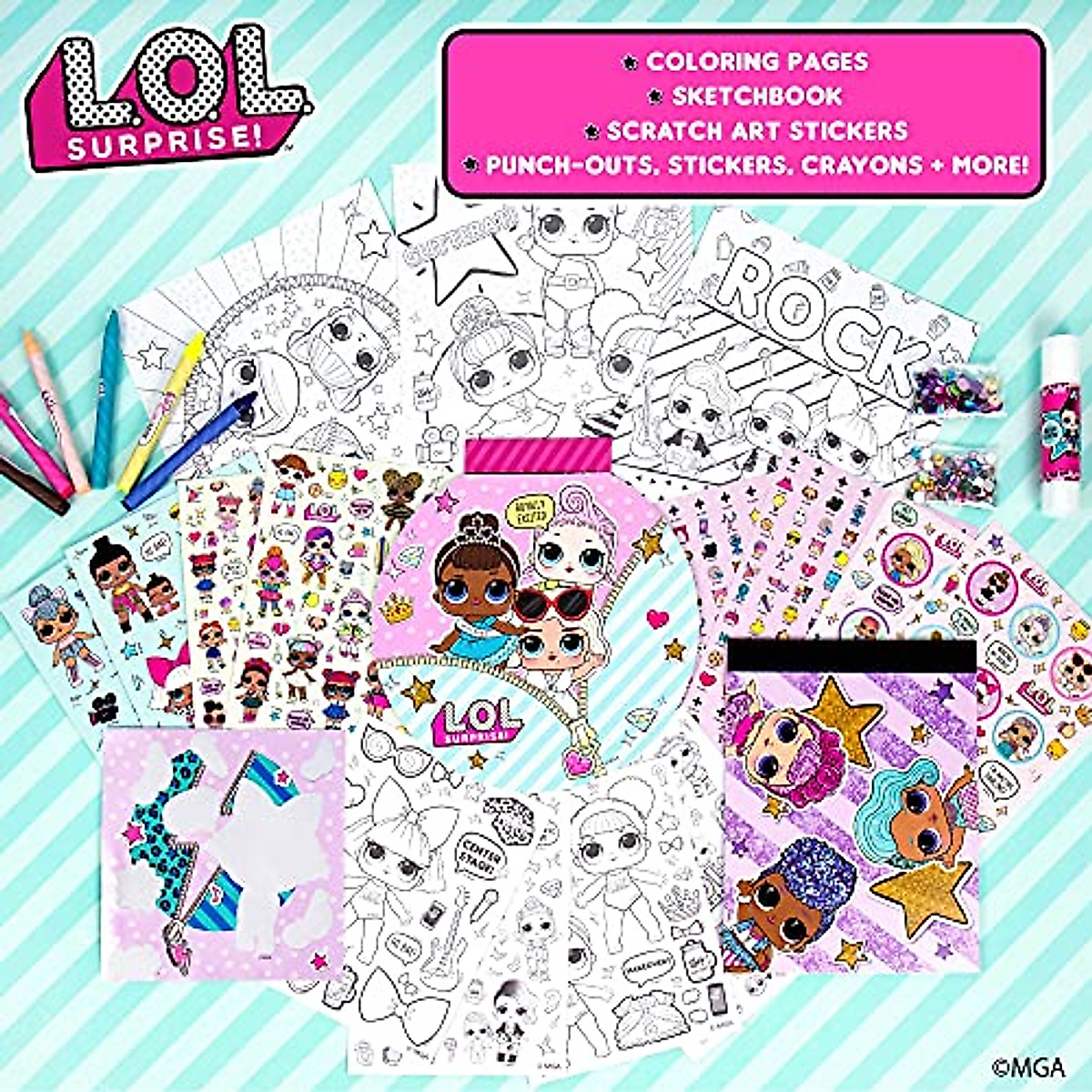 L.O.L. Surprise Super Activity Set Studio by Horizon Group USA, Sketch & Create with Stickers & Gemstones, Multicolor