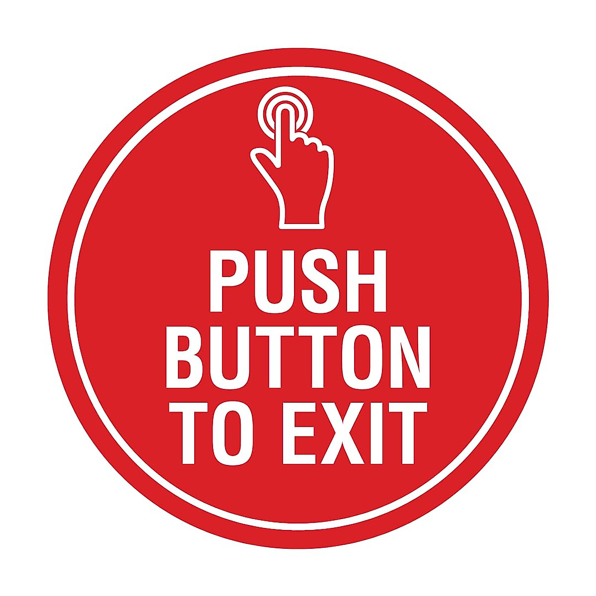Signs ByLITA Circle Push Button To Exit Sign (Red) - Small