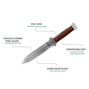 Perkin - Handmade Hunting Knife Fixed Blade Hunting Knife with Sheath Double Edge Blade