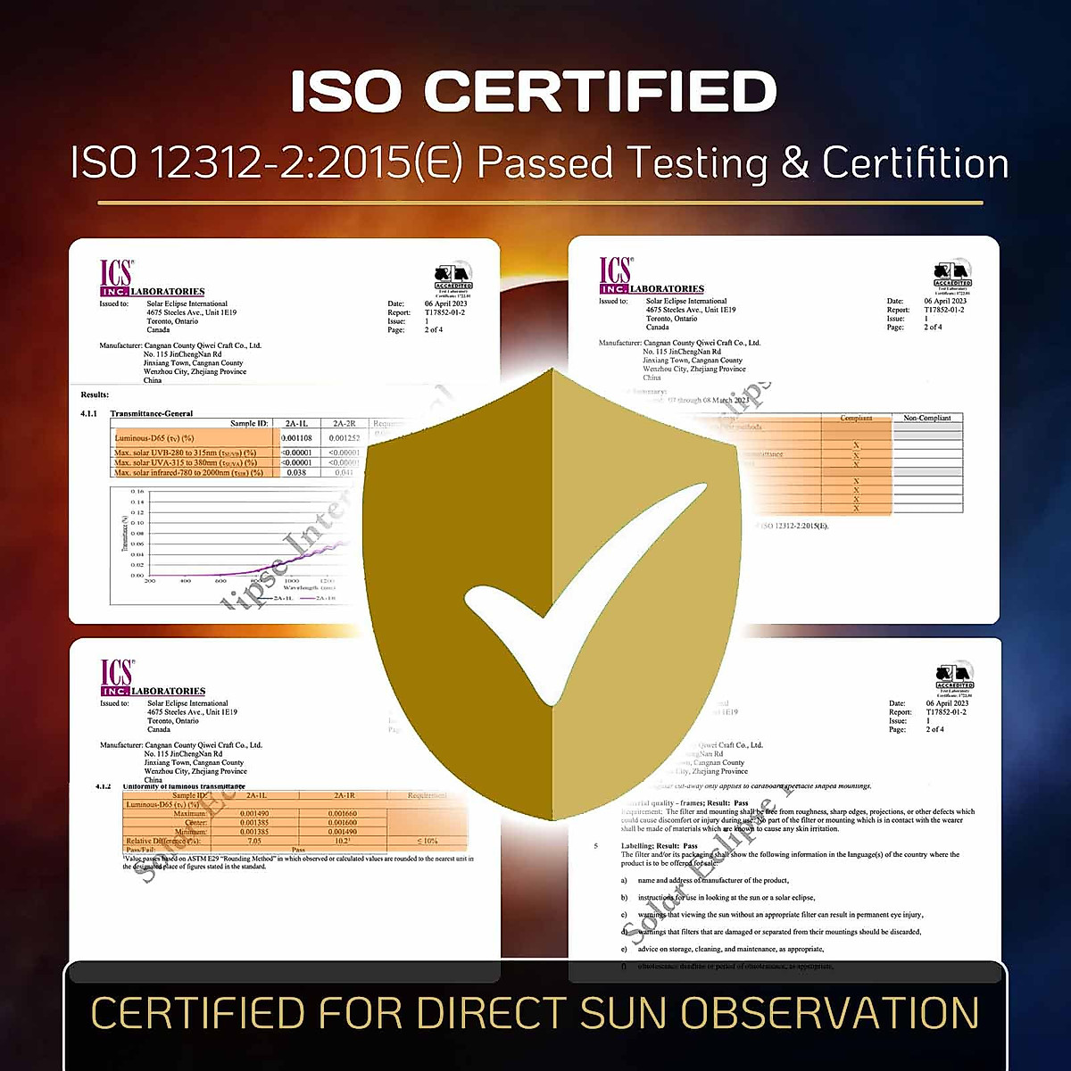 Tesyker Solar Eclipse Glasses, 4 Pack Plastic Eclipse Glasses for Solar Eclipse Viewing, ISO 12312-2 Certified For Direct Sun Observation, AAS Approved