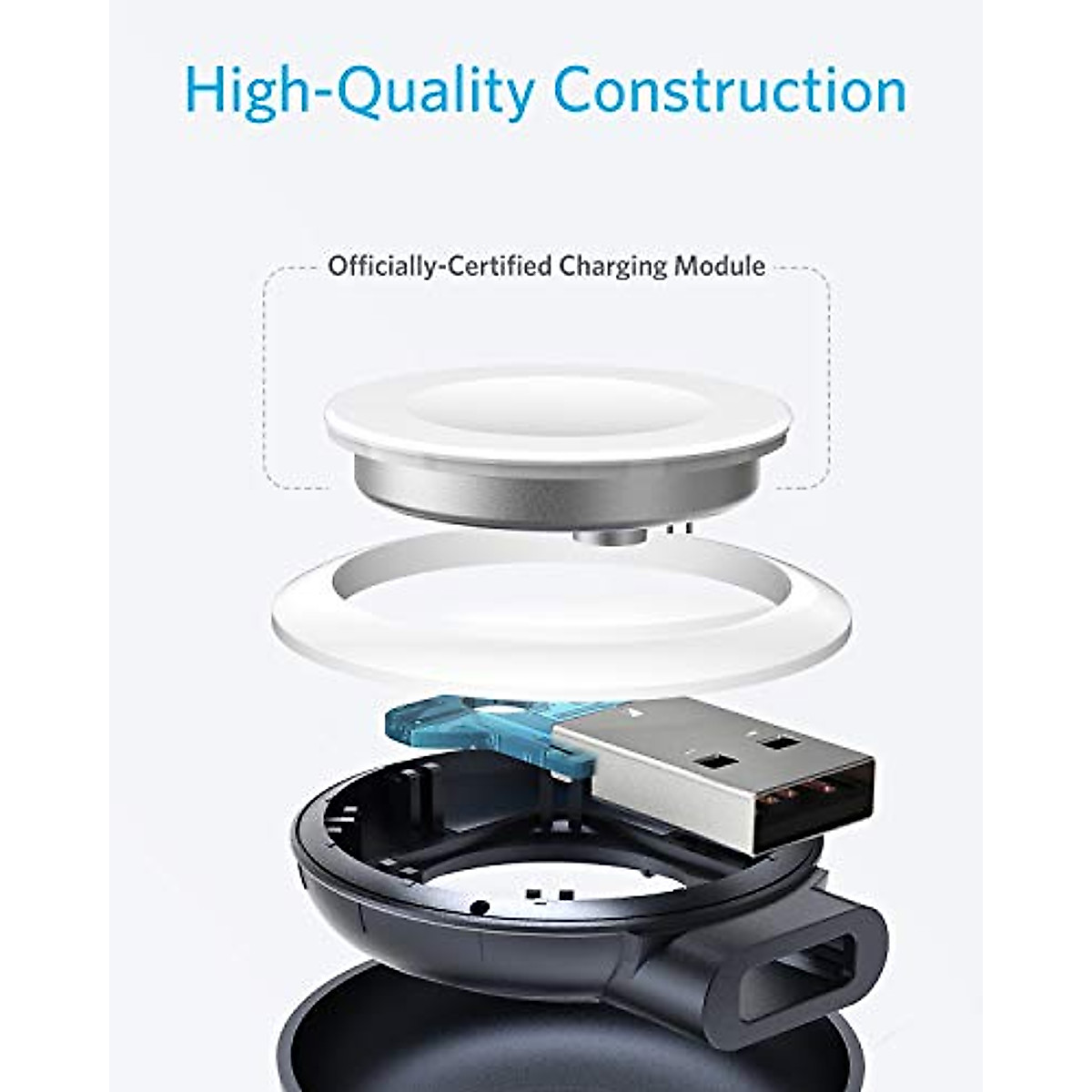 Anker Portable Magnetic Charger, Cordless Charger for Apple Watch with USB A Connector, [MFi Certified] Compatible with Apple Watch Series 1/2/3/4/5/6