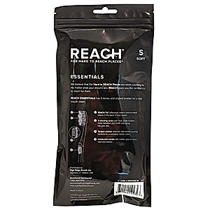 REACH Essentials Toothbrush with Toothbrush Caps, Multi-Zoned Angled Soft Bristles, Contoured Handle, Tongue Scraper, 6 Count (Pack of 1)