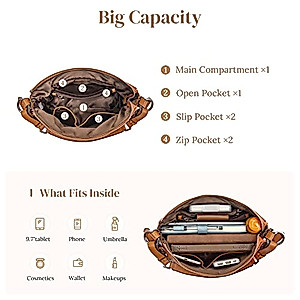 S-ZONE Womens Hobo Genuine Leather Shoulder Bag Top-handle Handbag Ladies Purses