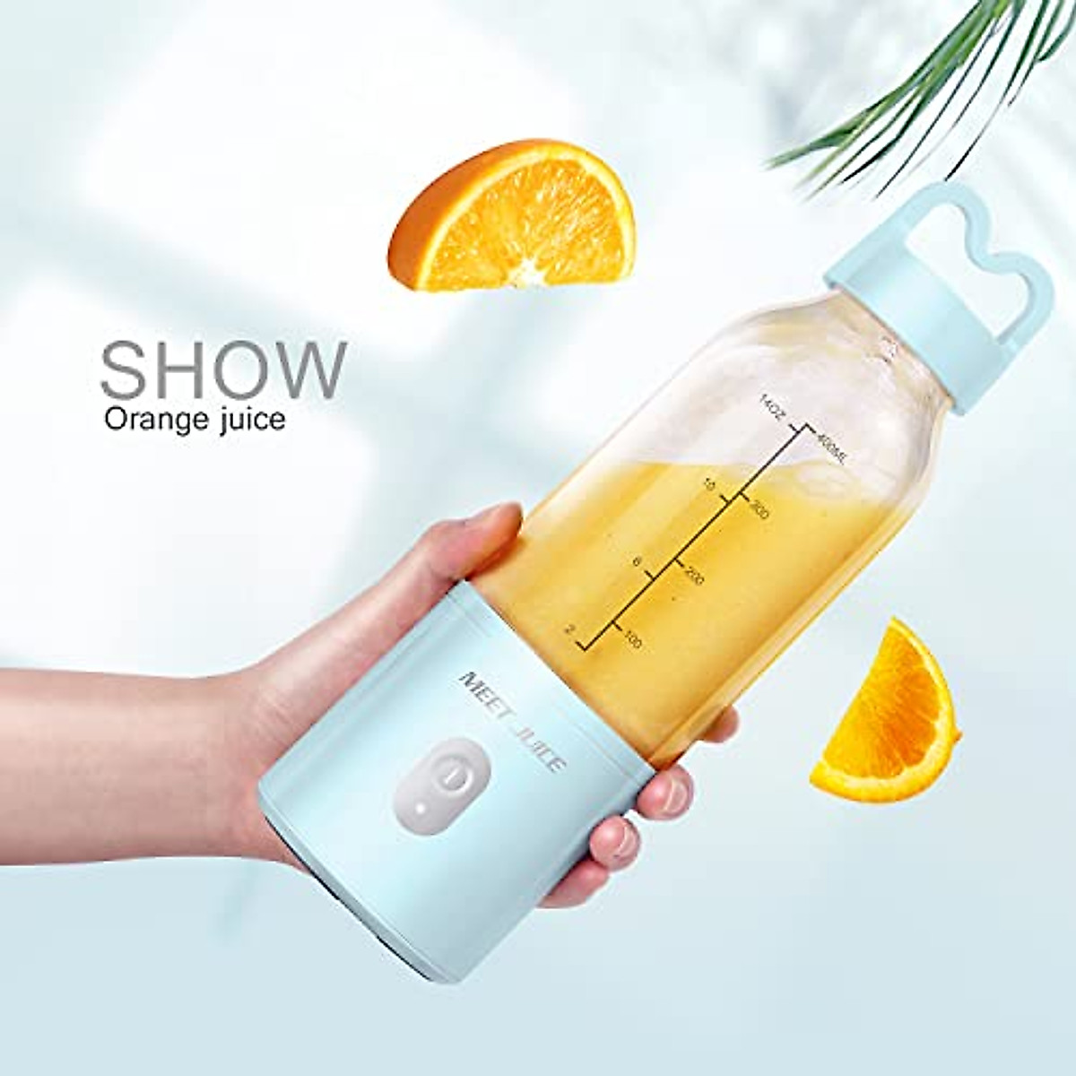 MEET JUICE Portable Personal Size Blender Mini Blender Large Capacity with 6 Blade Wireless Blender Making Shakes and Smoothies