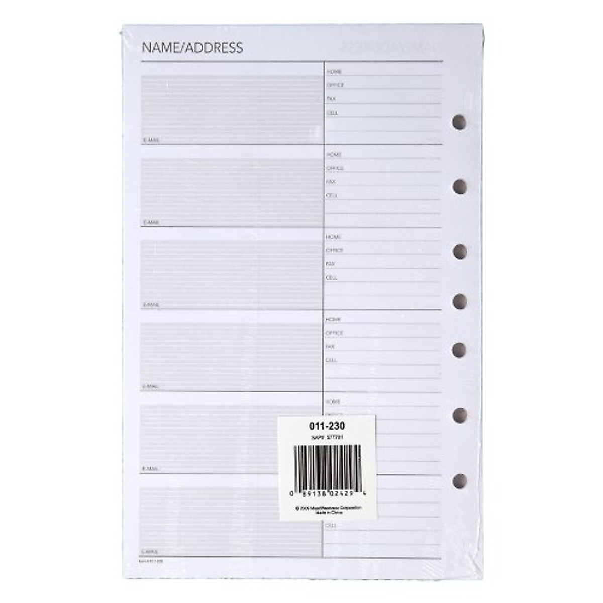 AT-A-GLANCE Day Runner Telephone and Address Pages, Refill, Loose-Leaf, Undated, for Planner, 5-1/2" x 8-1/2", Size 4, 32 Sheets/Pack (011-230)