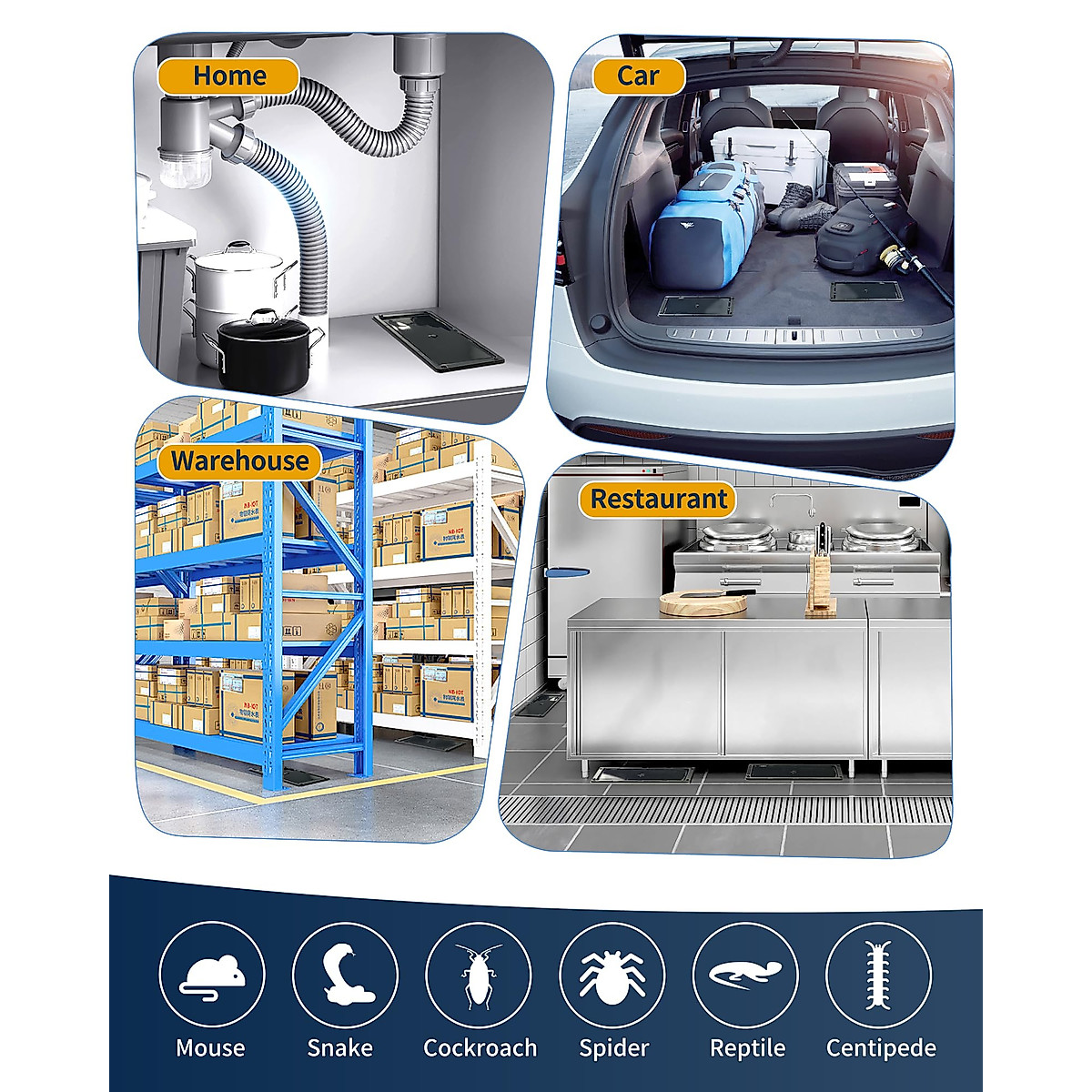 OSVDO Rat Trap, Large Chipmunk Traps, Mouse Glue Traps for Indoor, Super Strong Adhesive Mouse Boards for Mouse Rat Chipmunk, Easy Set Up and Clean - 4 Pack Black Boards