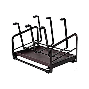 YEAVS Cup Drying Rack with Drain Tray, Bottle Drying Rack Stand with 6 Hooks, Mug Organizer, Brown