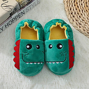 Csfry Toddler Boys Dinosaur Slippers Cartoon Warm Home Shoes US11-12