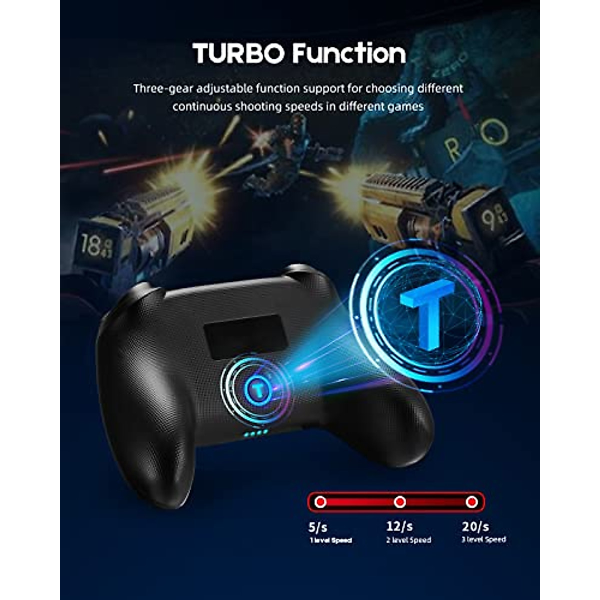 Switch Pro Controller Compatible with Switch/Swith OLED/Switch Lite, Wireless Switch Controller with 7 LED Colors/ Motion Control/Dual Vibration/Turbo
