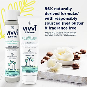 Vivvi & Bloom Gentle 2-in-1 Baby Wash & Shampoo Cleansing Gel, Leaves Sensitive Skin Feeling Healthy & Moisturized, Fragrance-Free, Formulated Without sulfates, paraben, & Dyes, 10 fl. Oz