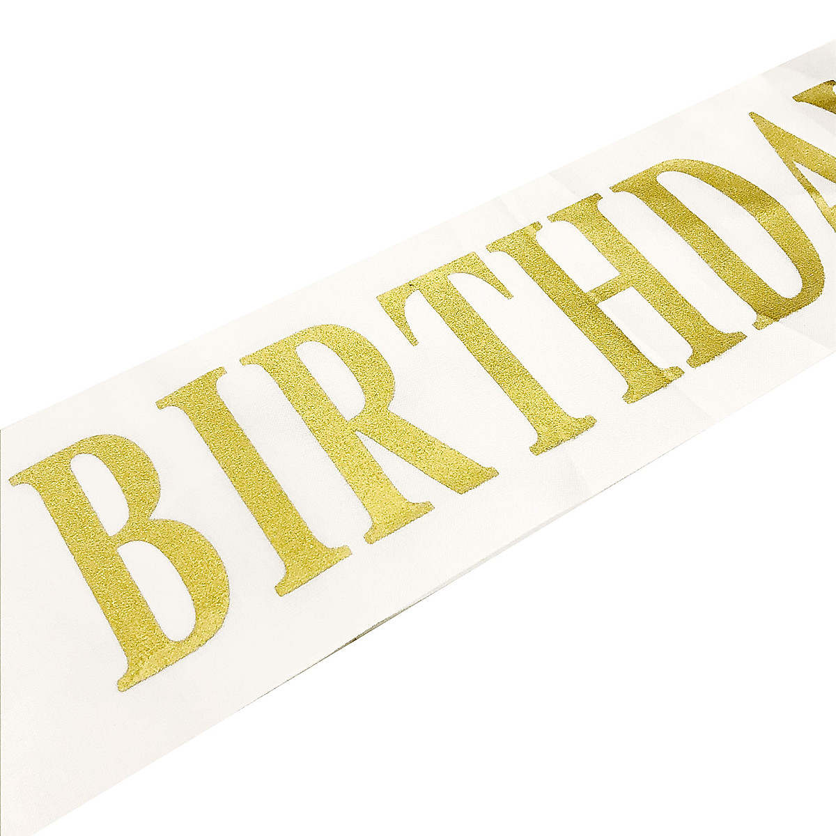 Dadam Birthday Sash for Girls White Satin Birthday Girl Sash with Gold Glitter Lettering Party Favors, Supplies and Decorations