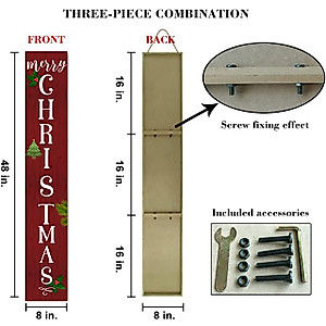 TYmall Christmas Welcome Porch Sign Wood Vertical for Front Door Merry Christmas 3in1 Farmhouse Standing Wooden Home Sign Tall Porch Decor 8X48Inch