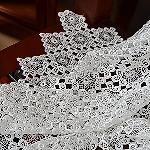 Merryfeel Tablecloth, Luxury Embroidery Lace Table Cloth Table Cover White 34 x 34 Inch