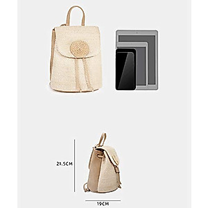 Teanea Small Straw Backpack Purse Beach Bag for Women Girls, Beige