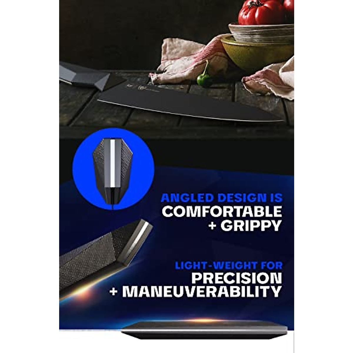 Dalstrong Shadow Black Series Black Titanium Nitride Coated High Carbon 7CR17MOV-X Vacuum Treated Steel Chef Kitchen Knife, 8 Inches, Sheath Included