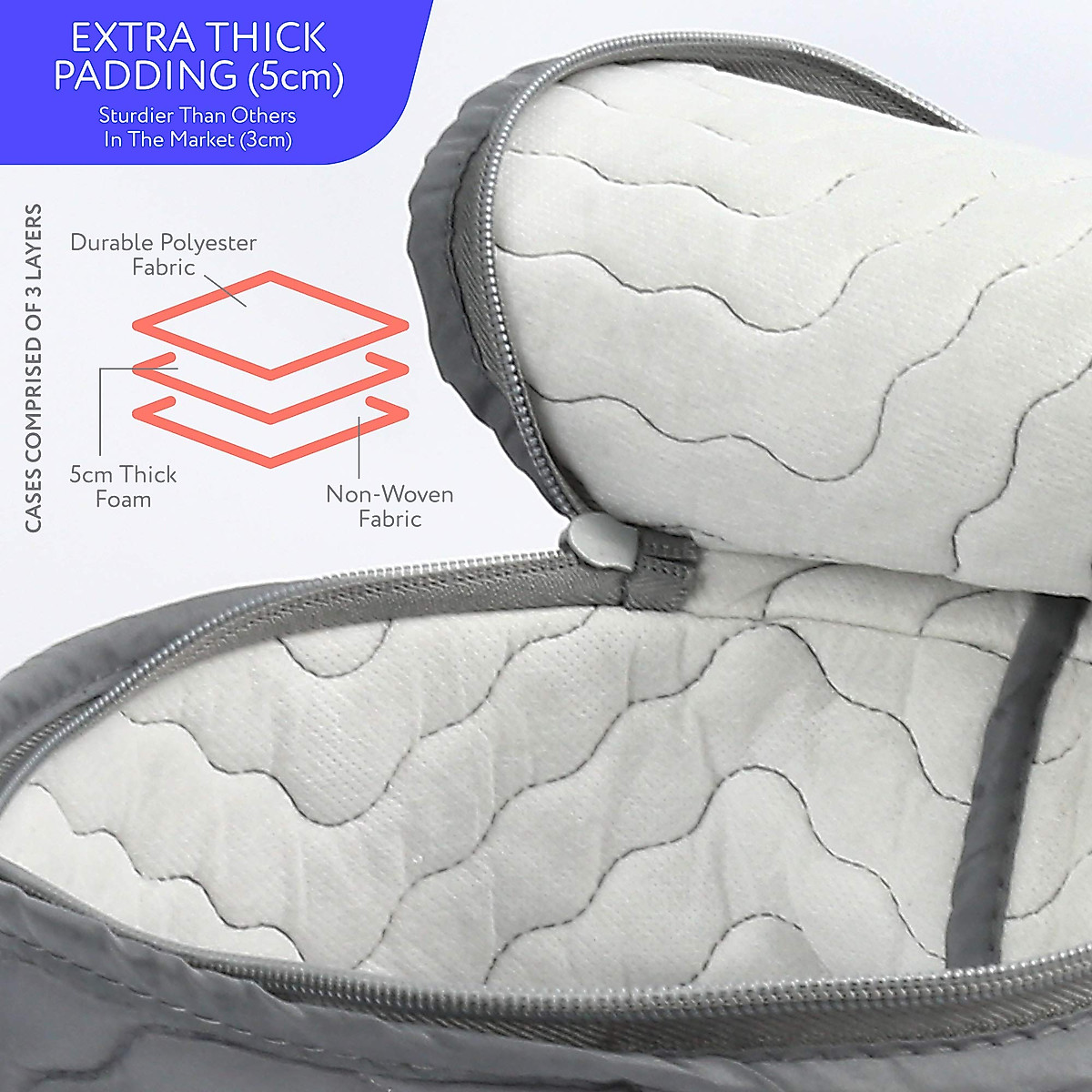 LotFancy China Storage Containers - Quilted 6-Piece Set Storage Box- Stores Chinaware, Stemware, Dinnerware, Dish Storage Service for 12, 48 Pcs Felt Protectors, Cardboard Dividers Included