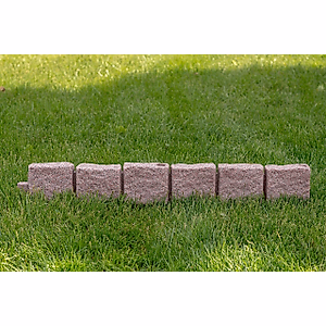 Garden Elements True Form Outdoor Decorative Flex-Wall Resin Edging for Gardens, Playgrounds, Plastic Life-Like Cobblestone Landscape Lawn Borders, 4 Foot Section (Pack of 4)
