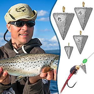 Zhanmai 21 Pcs Fishing Weights Sinker Kit Rig Fishing Weights Sinker Weights Pyramid Fishing Sinker Saltwater Fishing Sinkers Bass Fishing Casting in 1 oz, 3 oz, 4 oz, 6 oz