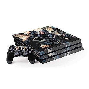 Skinit Decal Gaming Skin Compatible with PS4 Pro Console and Controller Bundle - Officially Licensed Warner Bros Batman and Catwoman Design