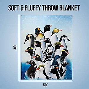 Penguin Throw Blanket, Adorable Super-Soft Extra-Large Penguin Blanket for Girls, Boys, Adults, Teen, Kids and Children, Fleece Penguin Blanket (50in x 60in) Warm and Cozy Throw for Bed Crib or Couch