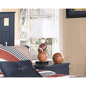 Signature Design by Ashley Nyx Youth 24" Baseball & Football Athletic Table Lamp, Brown & Orange