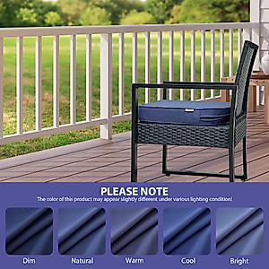 IPYNBAP Outdoor Chair Cushions Set of 4，Waterproof Outdoor Seat Cushions for Patio Furniture，Patio Chair Cushions with Ties, Round Corner Outdoor Chair Pads for Garden, 19" x 19" x 3", Navy Blue