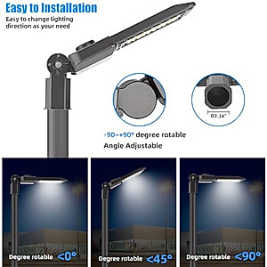 3 Pack 300W LED Parking Lot Lights Adjustable Slip Fitter, 5000K 39000LM (135LM/W) Outdoor Street Lighting with Dusk to Dawn Photocell, IP65 Waterproof Shoebox Pole Light for Stadium Sports