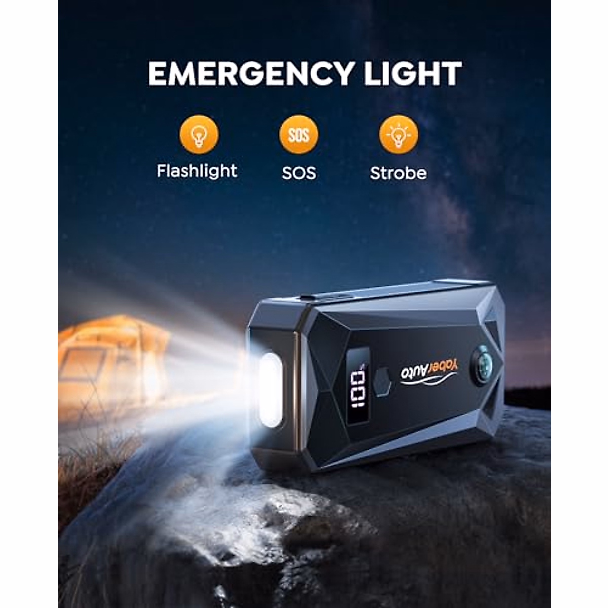 YaberAuto 5500A Car Battery Jump Starter for All Gas/10.0L Diesel Engines, 99.16Wh Portable Car Jump Starter Battery Pack, 12V Jump Box Battery Jumper Starter Portable with Safety Jumper Cables, Light