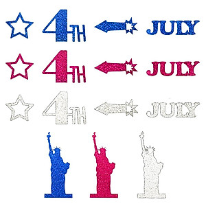 200pcs Patriotic Table Confetti, Red White Blue Sequin Sprinkles Confetti Decorations 4th of July Glitter Confetti Star Statue of Liberty Sprinkles for Patriotic Party Birthday Baby Shower Decor