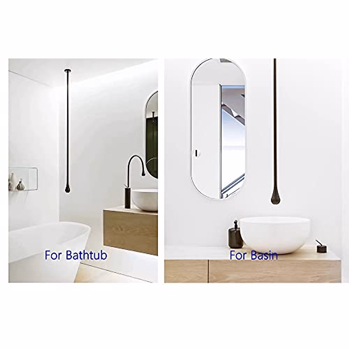 Bathroom Bathtub Hang Ceiling Faucet Solid Brass Ceiling Basin Faucet Wall Mounted Tub Mixer Tap Spout Ceiling Water Drop Taps (Rose Gold-A)