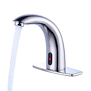 Fyeer Black Automatic Motion Sensor Touchless Bathroom Sink Faucet with Hole Cover Plate,Battery Powered with Control Box and Temperature Mixer,Hands Free Bathroom Tap…