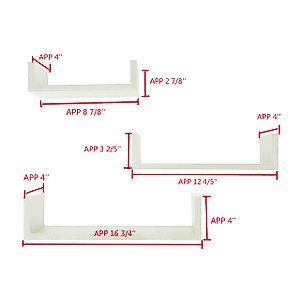 MANZOO White Shelves, Shelves for Bedroom Floating Shelves, White Shelfs Shelves for Wall Storage Wall Shelves, 17in x 4in x 4in,White