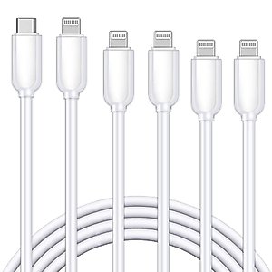 USB C to Lightning Cable MFI Certified iPhone Cable Fast iPhone Charger Cable 20W PD 5Pack 3/6/10FT Type C Charging & Syncing Data Compatible iPhone 12 Pro Max Mini 11 X XR XS 8 P iPad iPod （White）