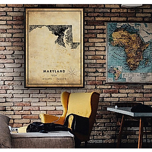 Maryland Vintage Map Print Maryland Map USA Map Art Maryland City Road Map Poster Vintage Gift Map
