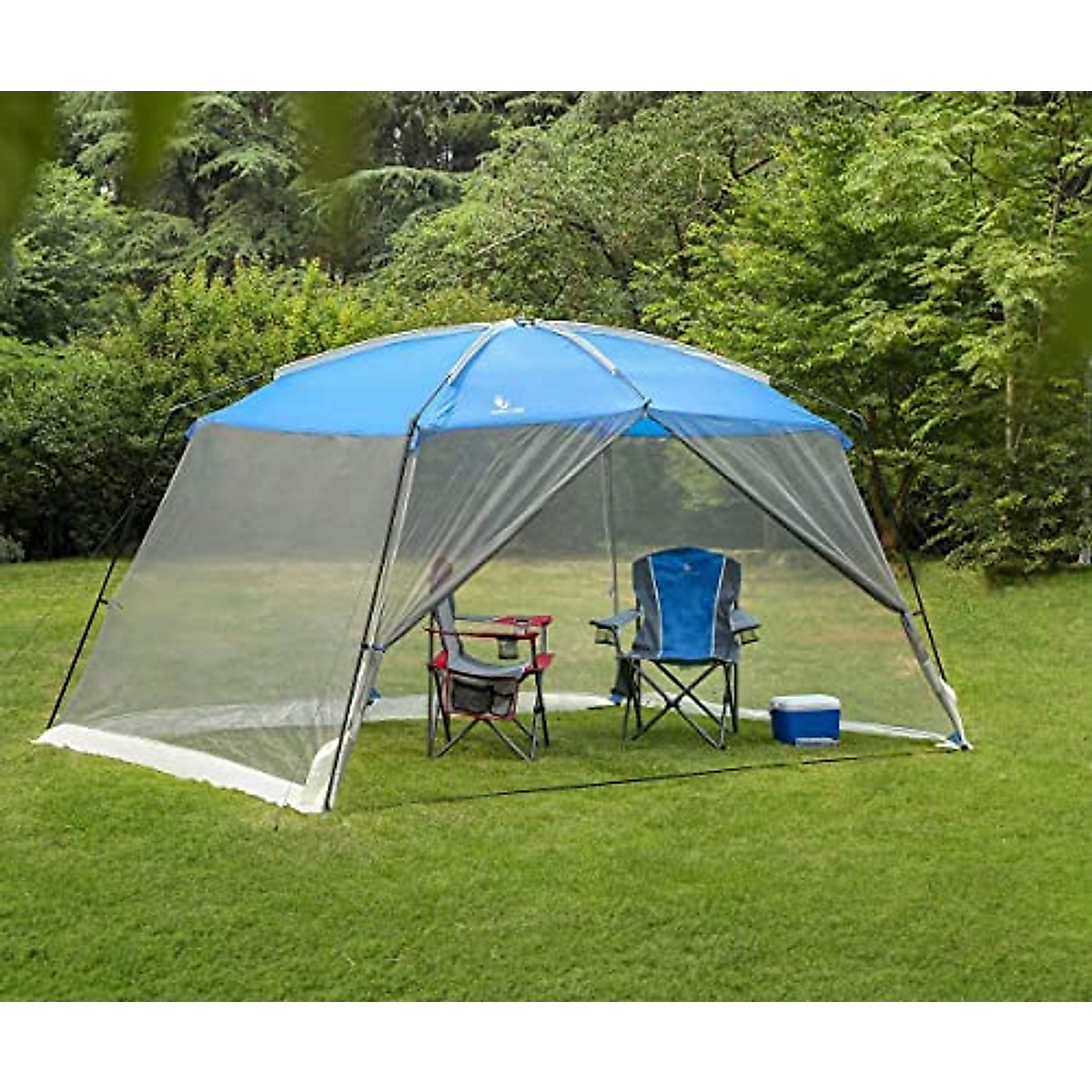 ALPHA CAMP Oversized Camping Folding Chair Heavy Duty Steel Frame Support 350 LBS Collapsible Arm Chair with Cup Holder Quad Lumbar Back Chair Portable for Outdoor/Indoor